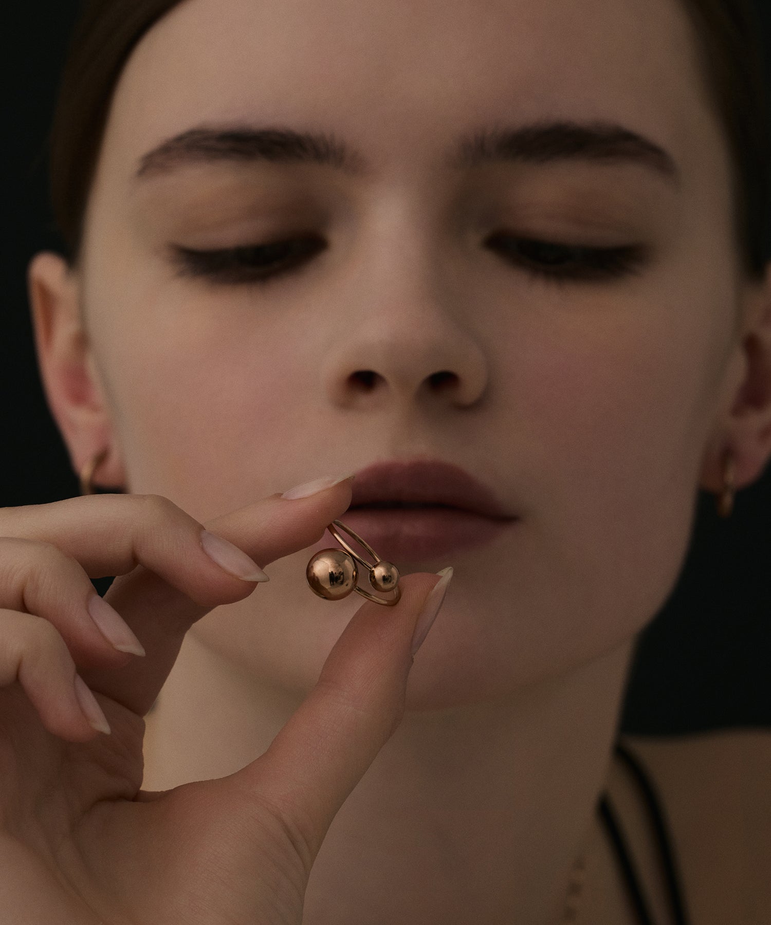 [Pink Gold] Double Ball Ring