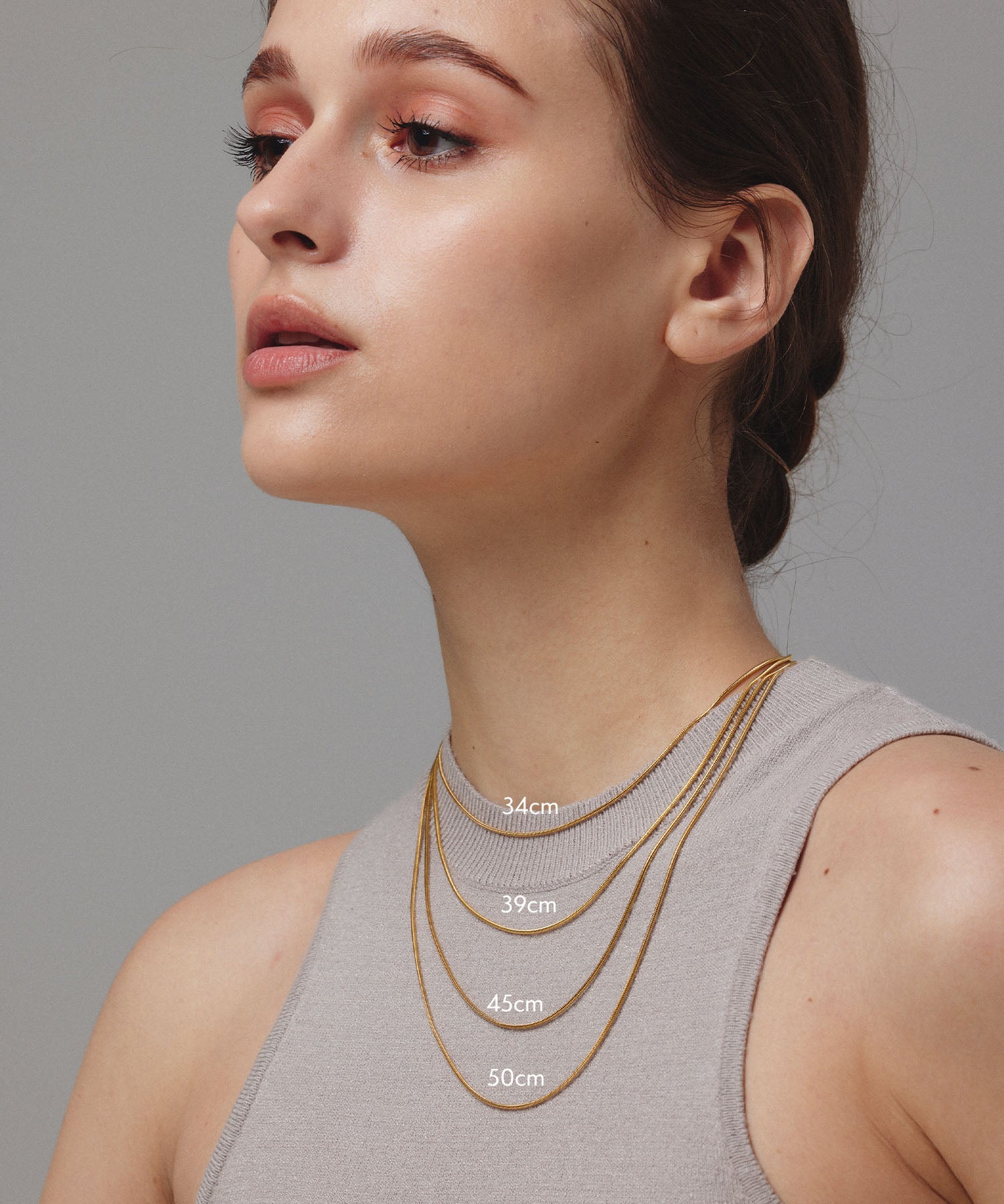 [ゴールド]1mmスネークチェーンネックレス/39cm – CENE