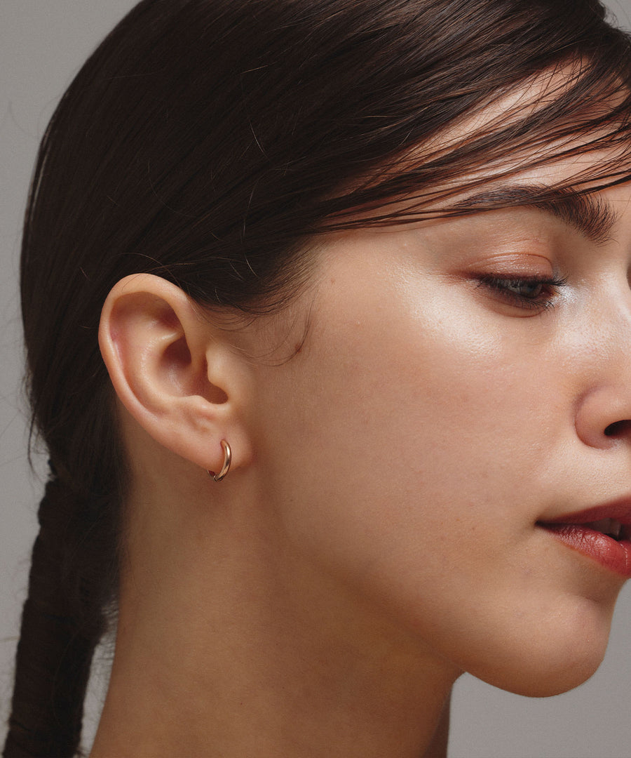 [ピンクゴールド]ワンタッチループピアス12mm