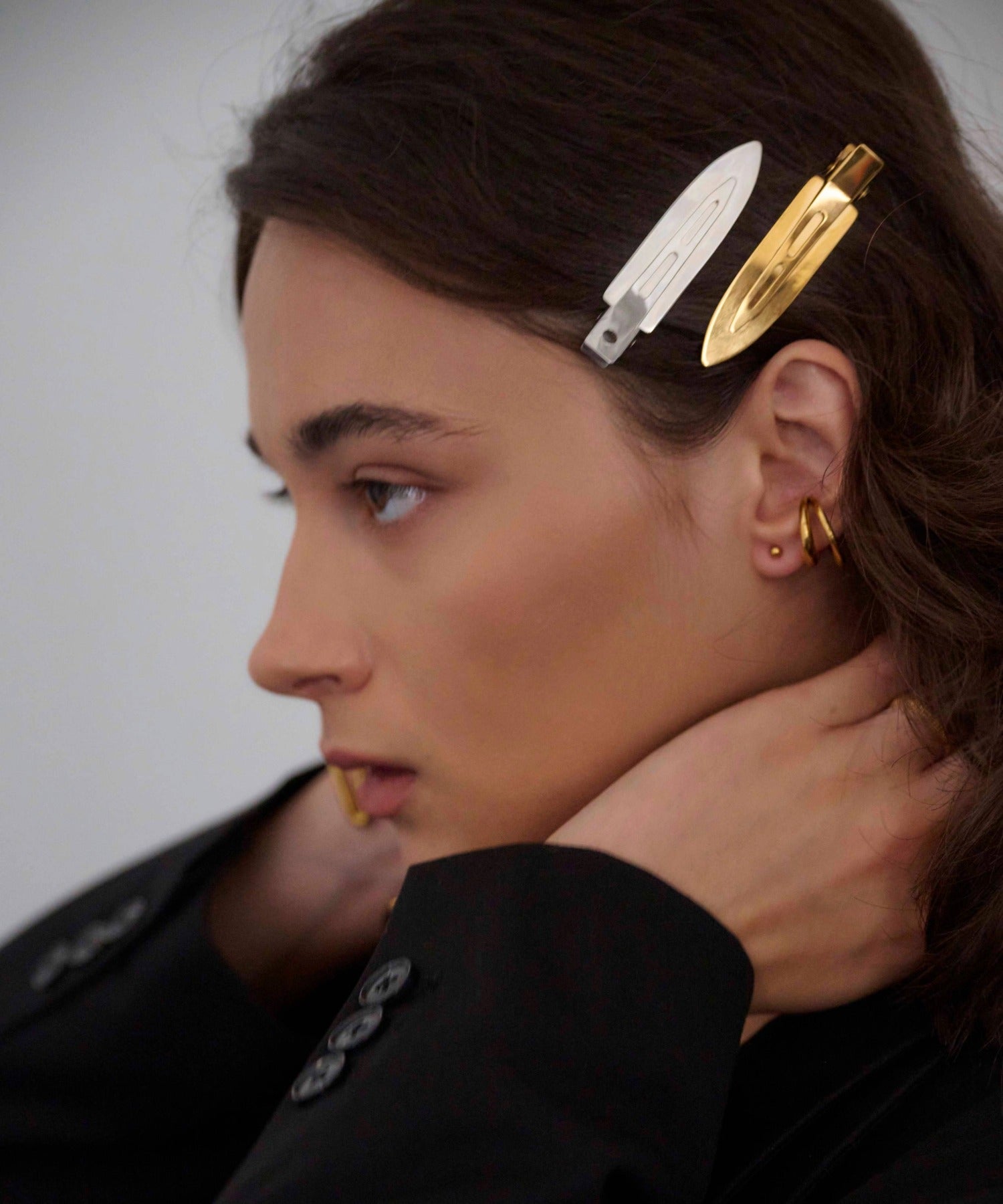[ゴールド]2Pメタルホールドヘアクリップ