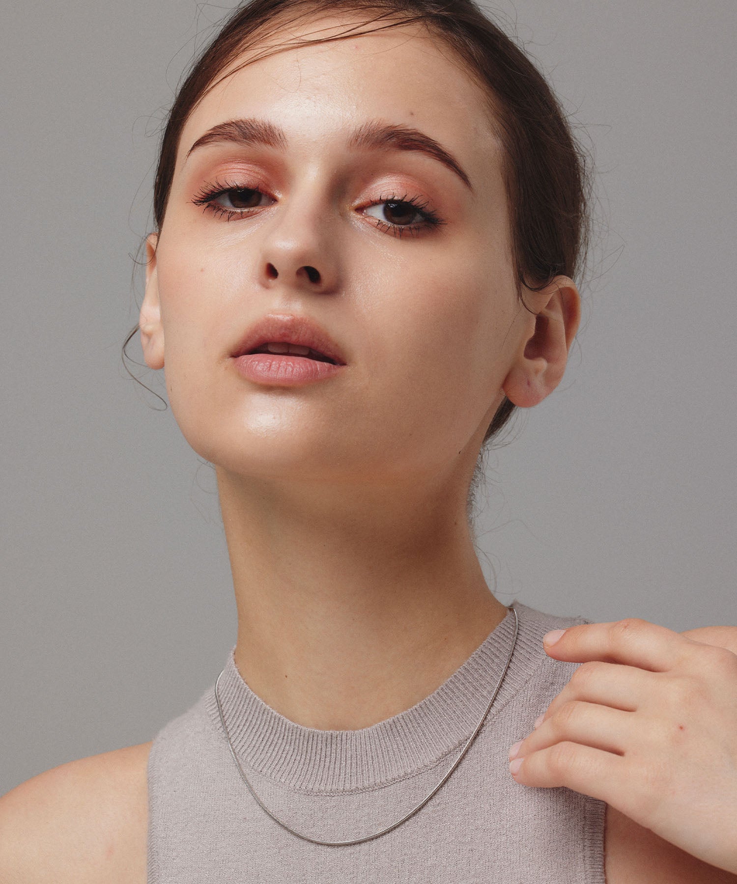 [シルバー]1mmスネークチェーンネックレス/39cm – CENE