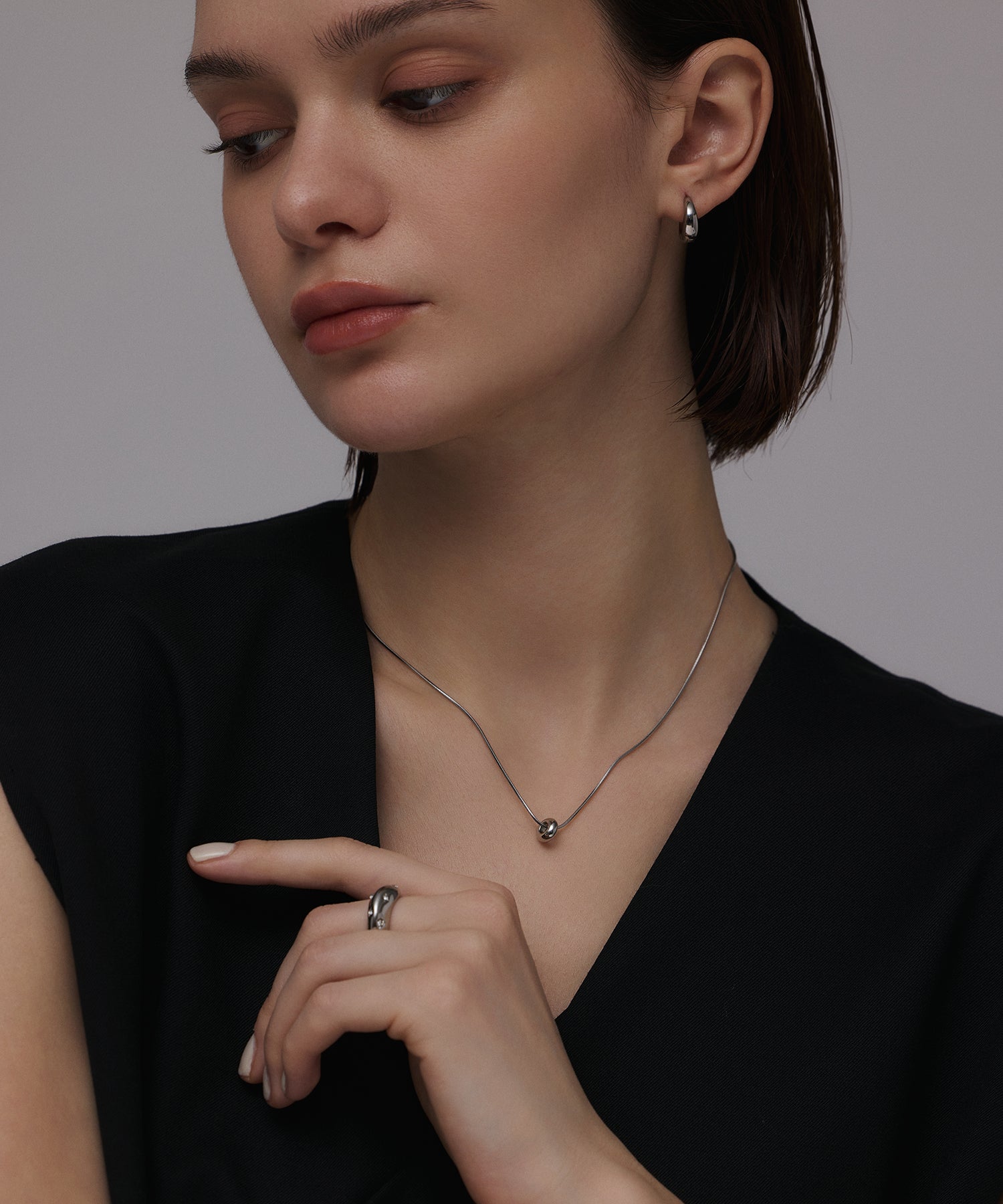 [Silver] One Top Square Necklace – CENE