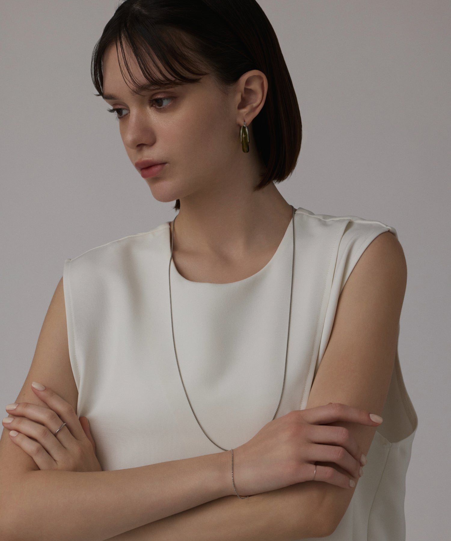[Silver] 2way chain necklace – CENE